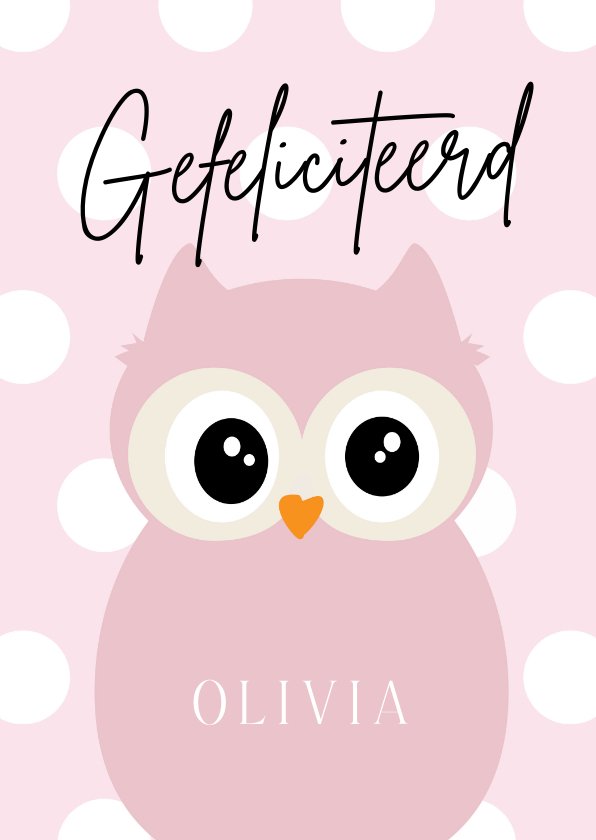 Felicitatiekaart geboorte meisje met lief | Kaartje2go