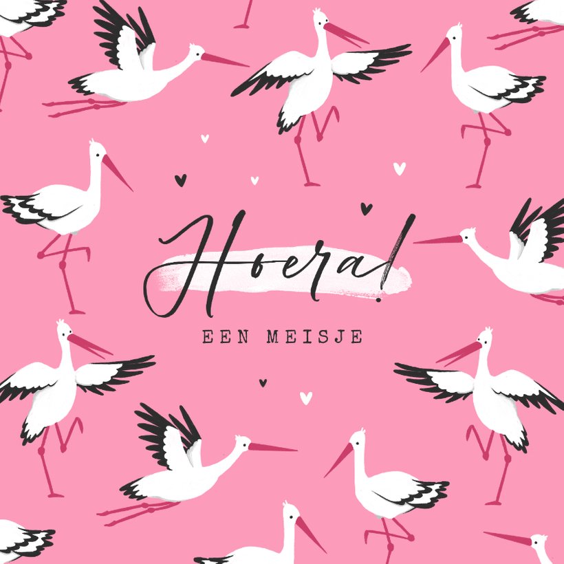 Felicitatiekaart geboorte meisje ooievaar | Kaartje2go
