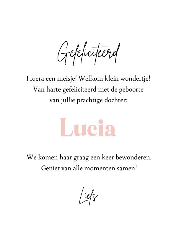 Felicitatiekaart geboorte meisje regenboog goud | Kaartje2go