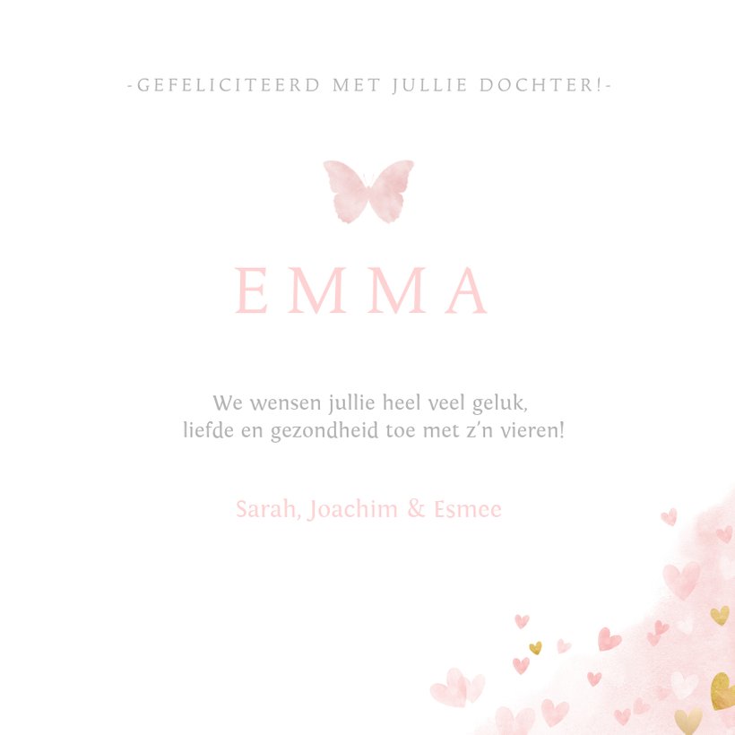 Felicitatiekaart geboorte meisje silhouet zusje | Kaartje2go