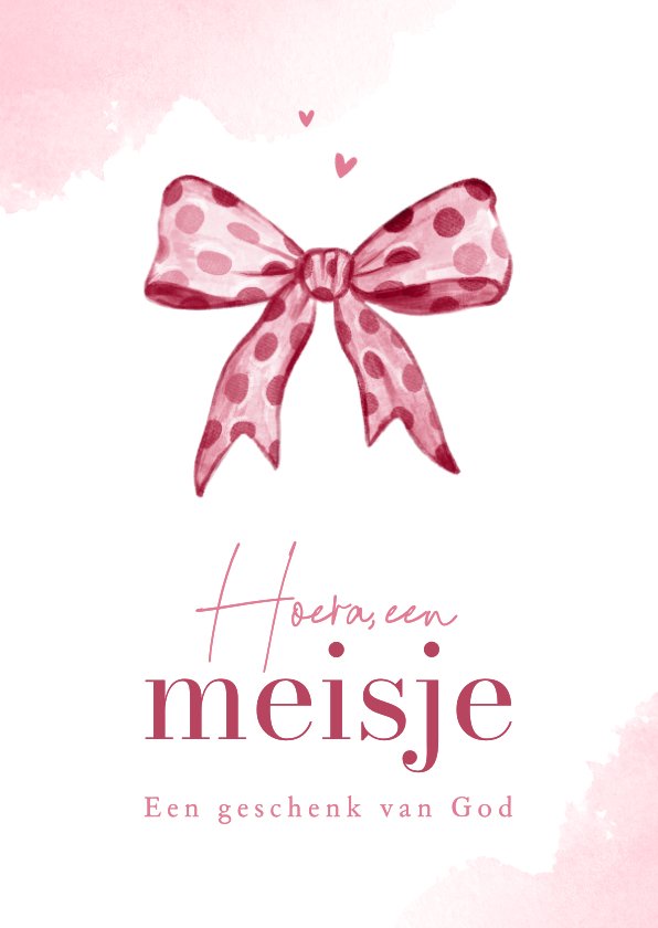 Felicitatiekaart geboorte meisje strikje | Kaartje2go