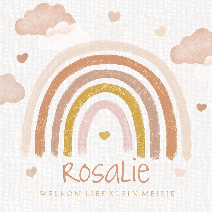 Felicitatiekaart Geboorte- Regenboog& Hartjes | Kaartje2go