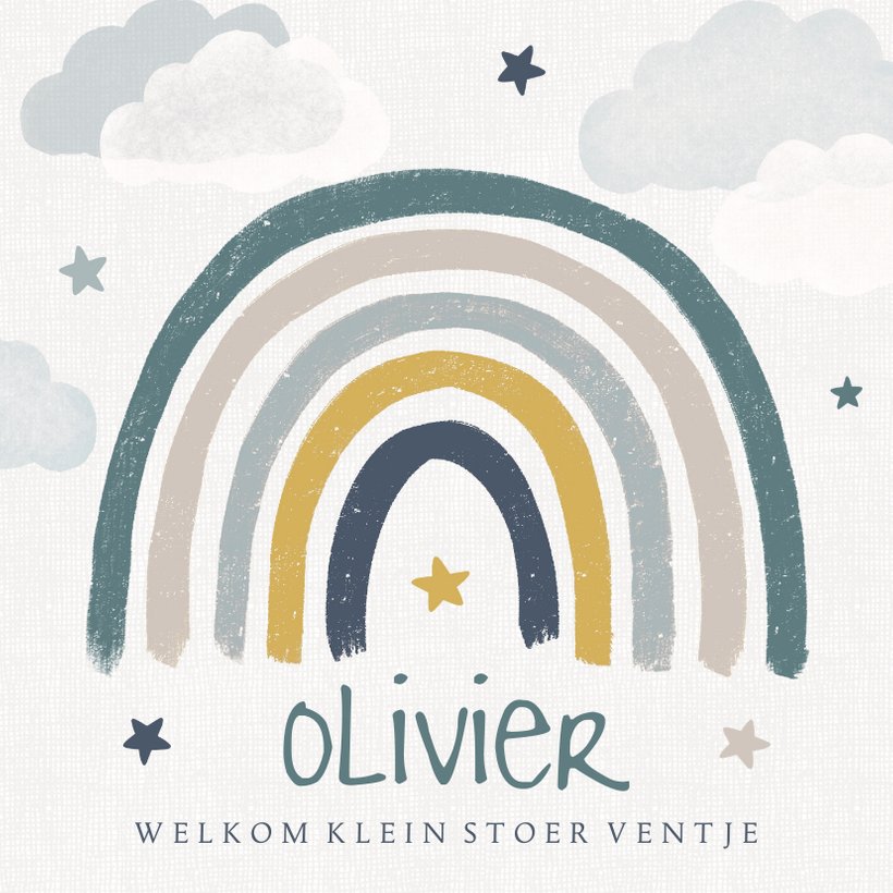 Felicitatiekaart geboorte regenboog& sterren | Kaartje2go