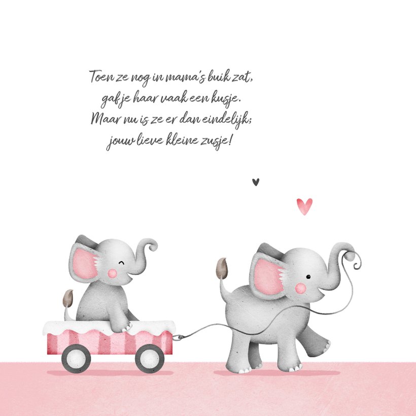 Felicitatiekaart grote zus meisje geboorte | Kaartje2go