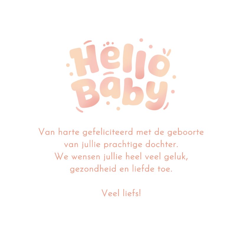 Felicitatiekaart hello babygirl grafisch baby | Kaartje2go