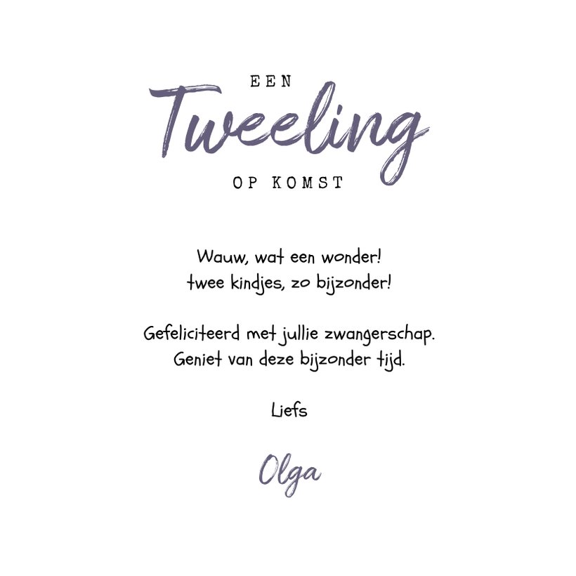 Felicitatiekaart hip zwanger tweeling double | Kaartje2go