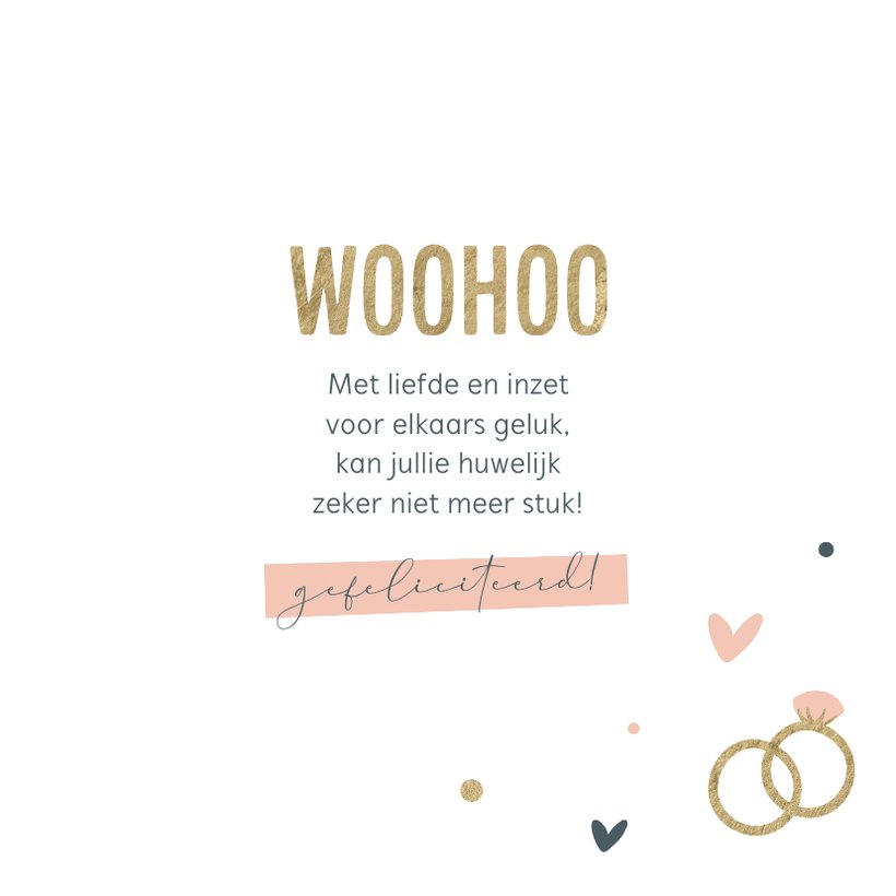 Felicitatiekaart huwelijk met getekende ringen | Kaartje2go
