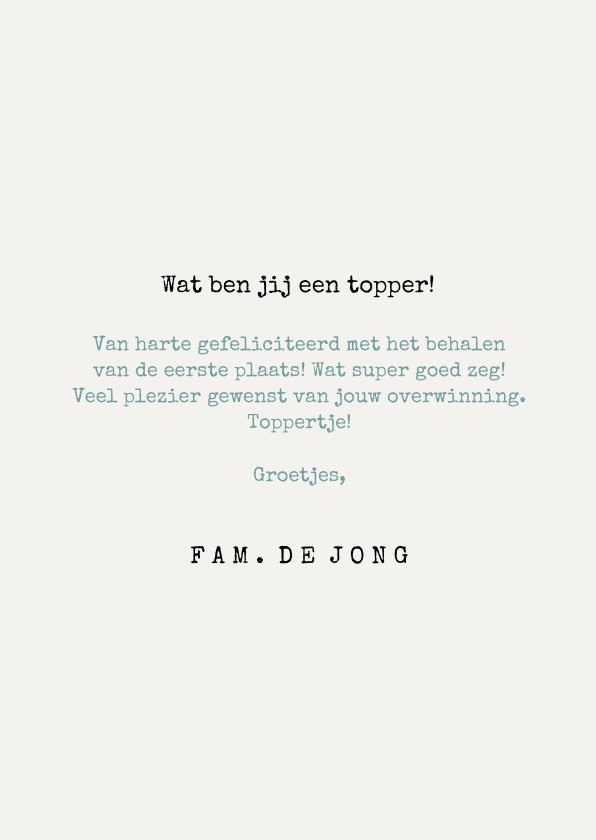 Felicitatiekaart jij bent een topper met blauw | Kaartje2go
