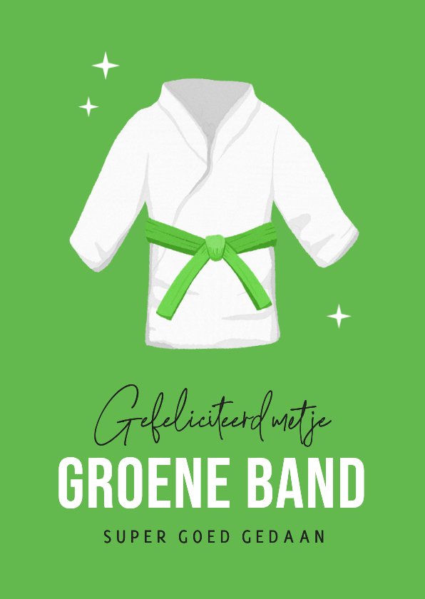 Felicitatiekaart judo groene band sport | Kaartje2go