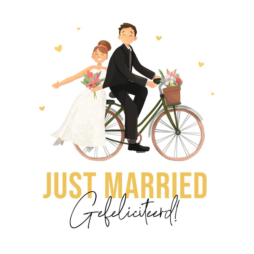 Felicitatiekaart just married bruidspaar | Kaartje2go