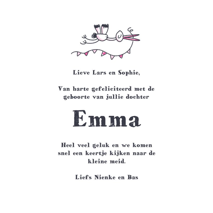 Felicitatiekaart met meisje en beschuit met | Kaartje2go