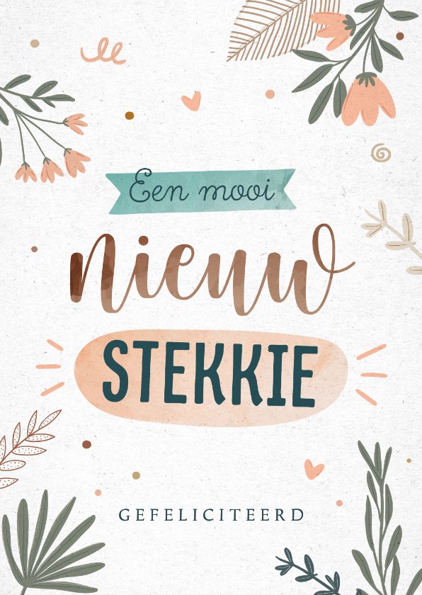 Felicitatiekaart nieuwe woning met botanische | Kaartje2go