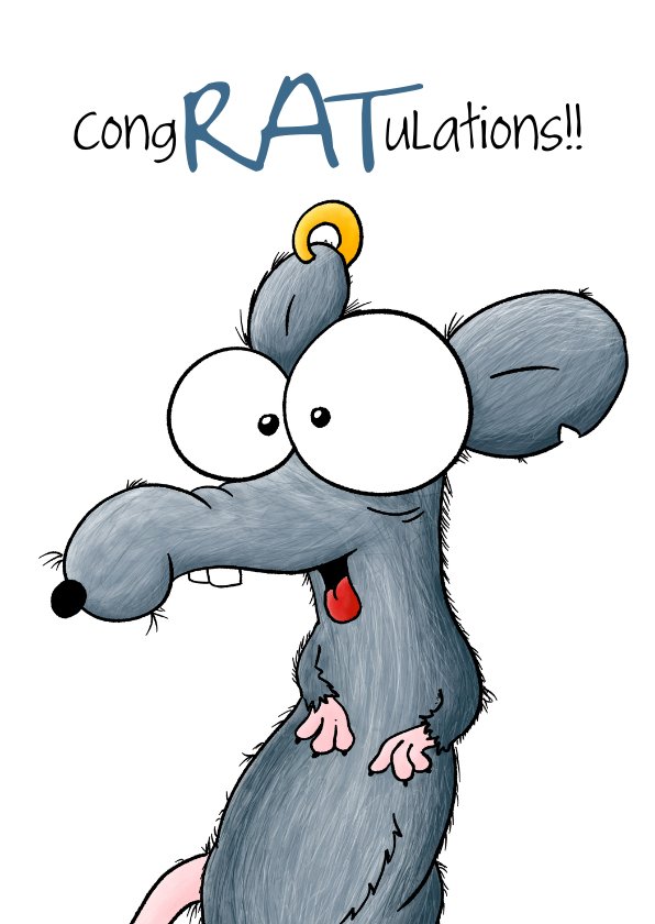 Felicitatiekaart rat- Congratulations | Kaartje2go