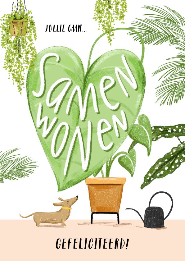 Felicitatiekaart samenwonen met urban jungle | Kaartje2go