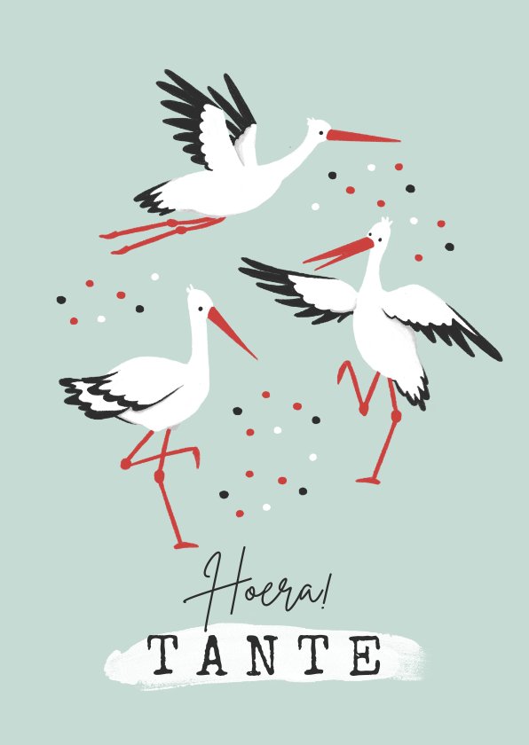 Felicitatiekaart tante ooievaar geboorte baby | Kaartje2go