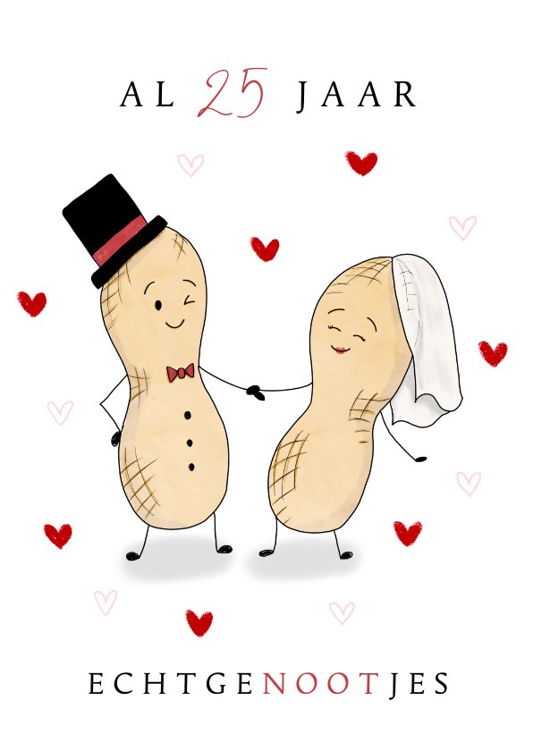 Felicitatiekaart voor echtgenootjes 25 jaar | Kaartje2go