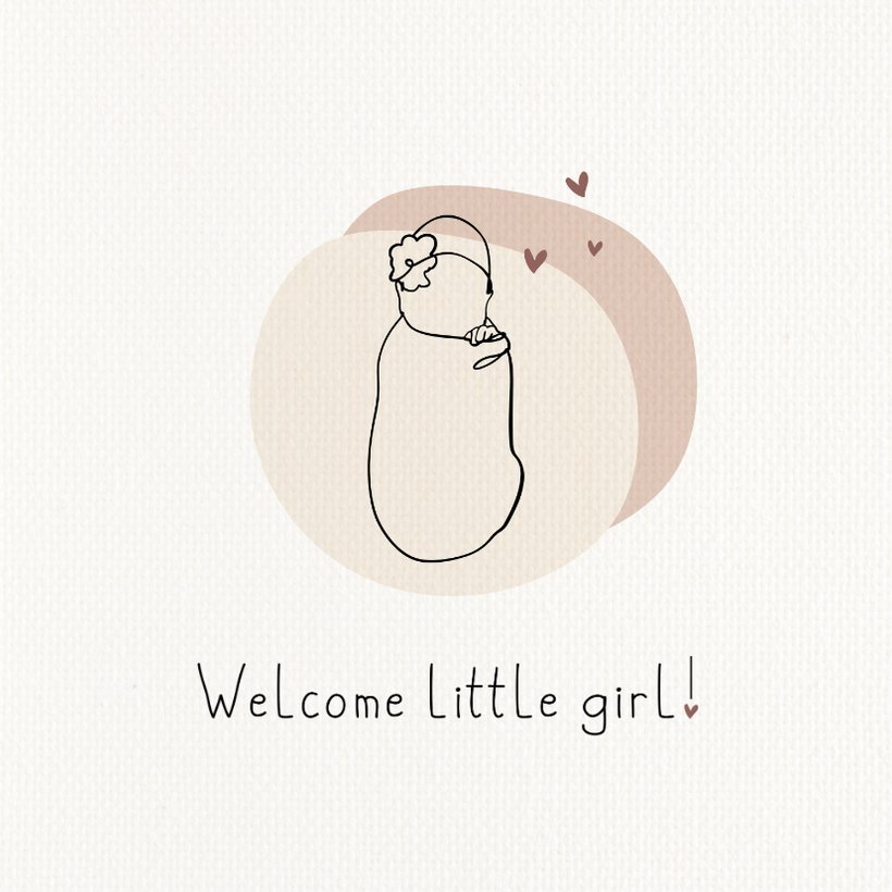 Felicitatiekaart welcome little one line art | Kaartje2go