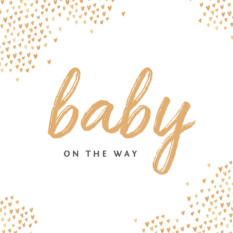Felicitatiekaart zwanger baby hartjes goud | Kaartje2go