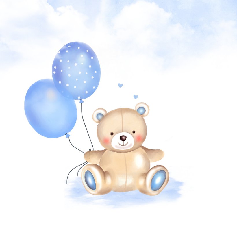 Felicitatiekaartje geboorte beertje ballonnen | Kaartje2go