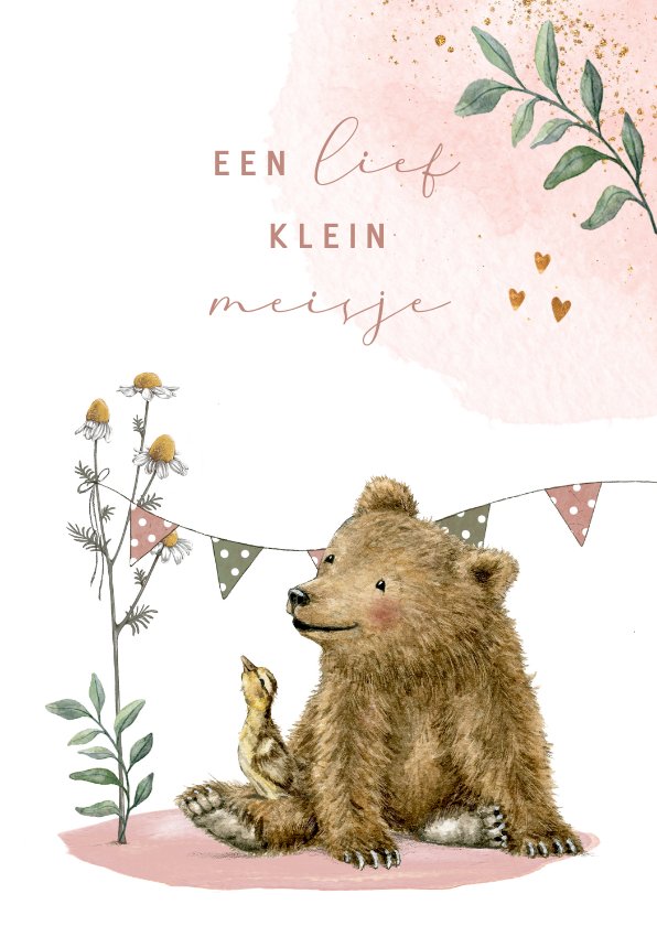 Felicitatiekaartje geboorte meisje met eendje | Kaartje2go