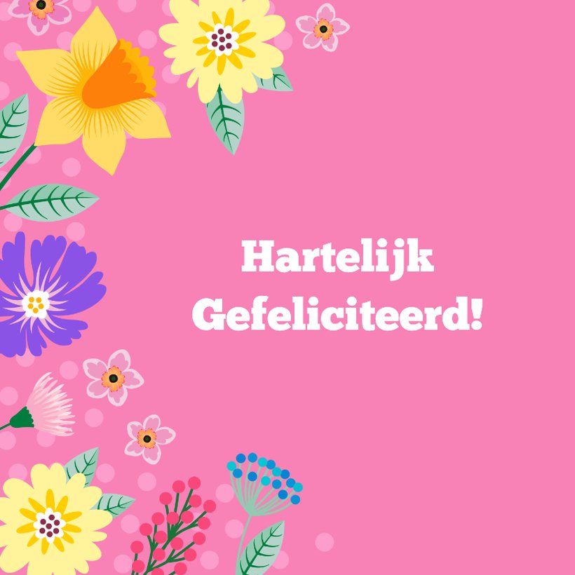 Fleurige verjaardagskaart met bloemen en | Kaartje2go