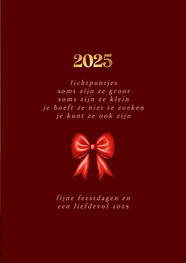 Fotocollage kerstkaart met rode strik en | Kaartje2go