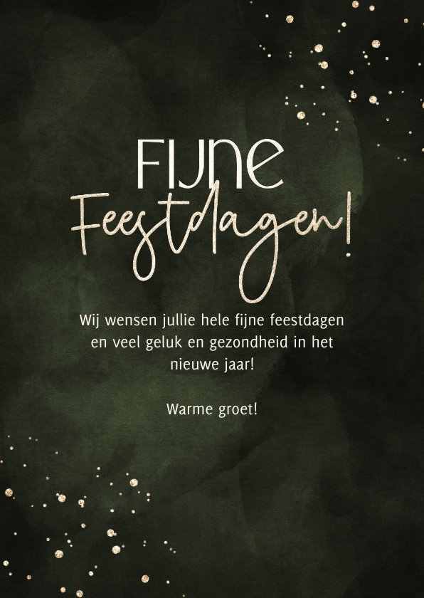 Fotokaart'Fijne Feestdagen' kerstbomen goud | Kaartje2go
