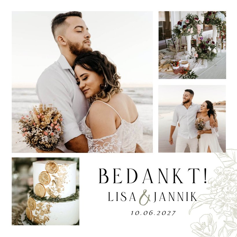 Fotokaart fotocollage lijnillustratie botanisch | Kaartje2go