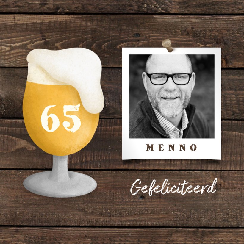 Fotokaart pensioen bierglas met foto en | Kaartje2go