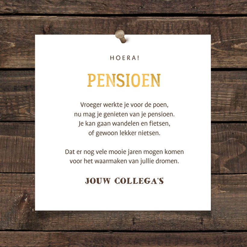 Fotokaart pensioen bierglas met foto en | Kaartje2go