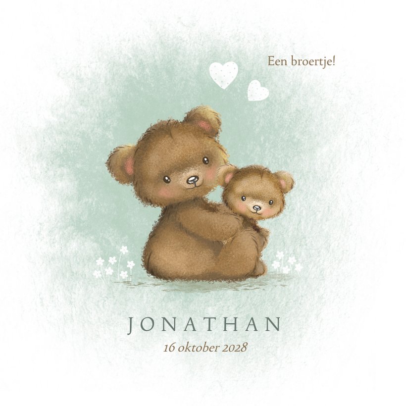 Geboortekaart beren tussen bloempjes | Kaartje2go