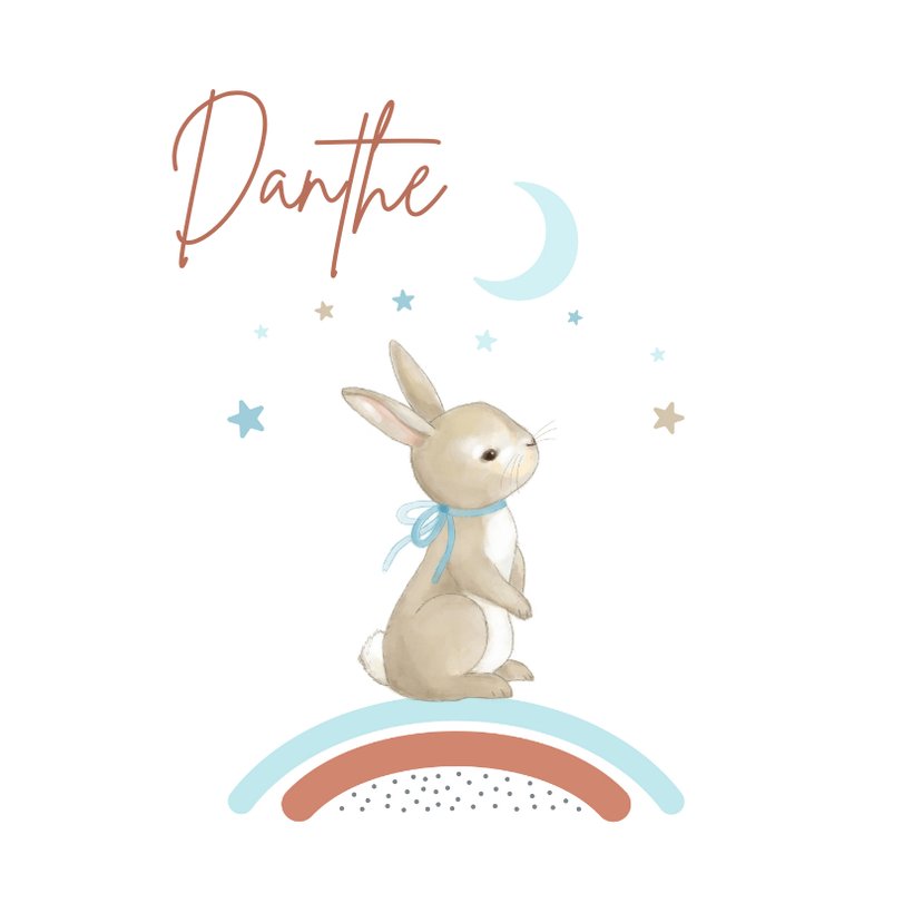 Geboortekaartje- konijn met sterretjes jongen | Kaartje2go