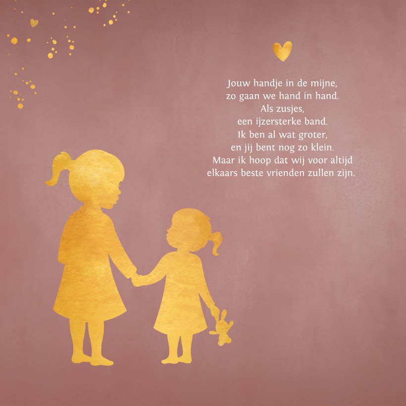 Geboortekaartje meisje zus met zusje silhouet | Kaartje2go