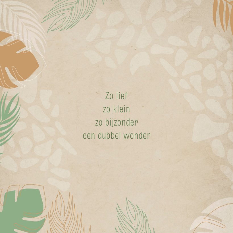 Geboortekaartje tweeling groene blaadjes met | Kaartje2go