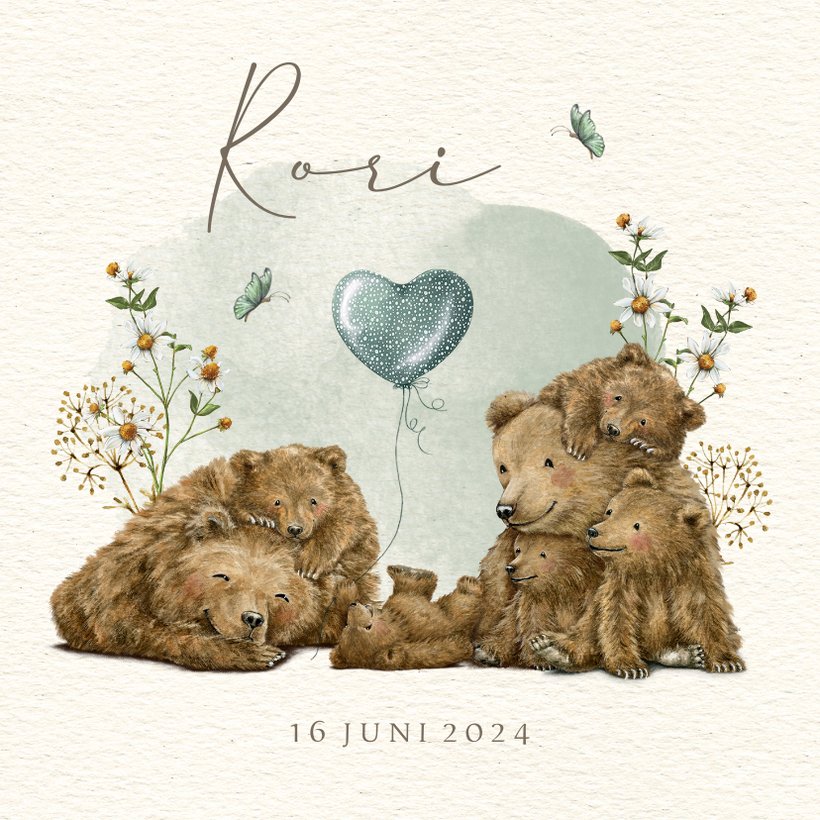 Geboortekaartje vijfde kindje groot gezin met | Kaartje2go