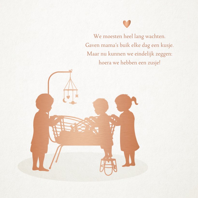 Geboortekaartje voor een 4e kindje met silhouet | Kaartje2go