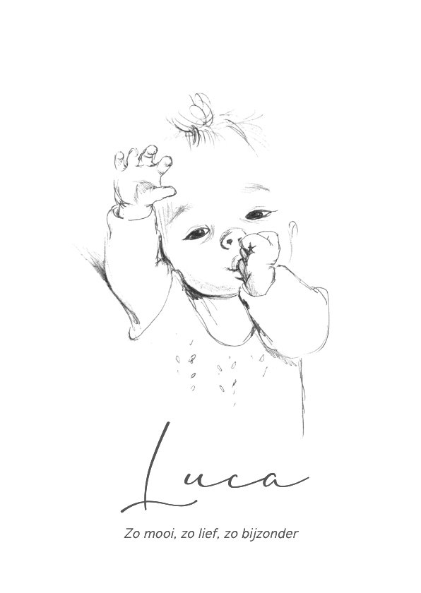 Geboortekaartjes- Pentekening duimende baby | Kaartje2go
