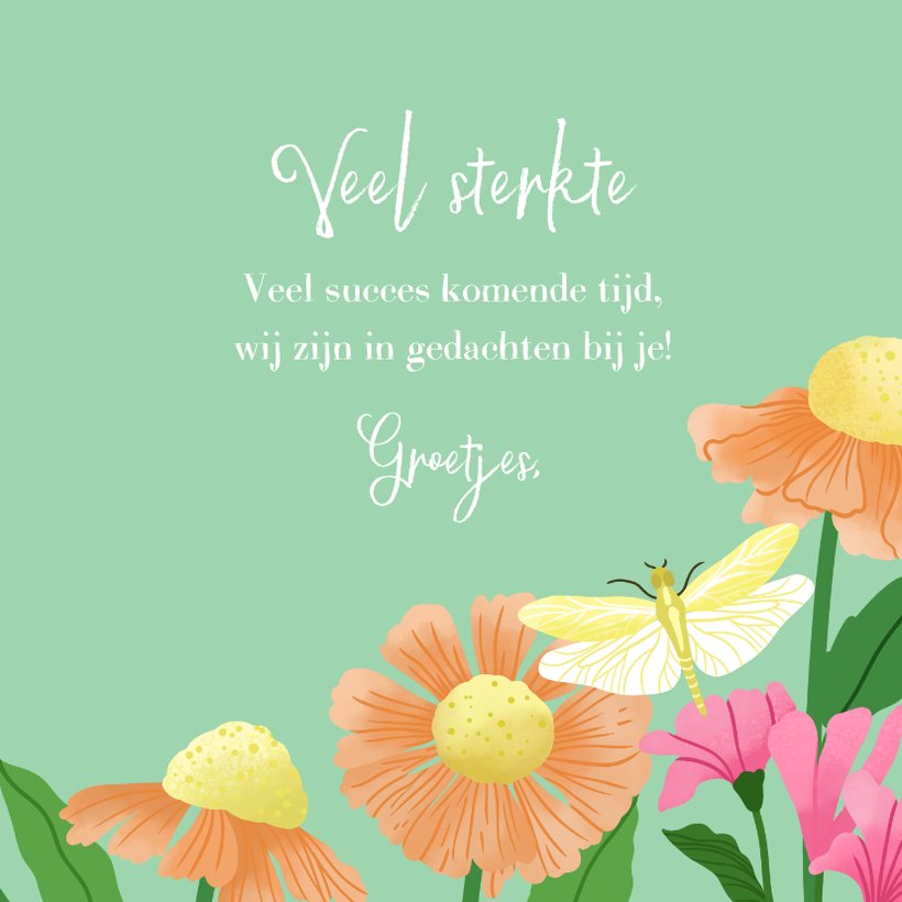 Geïllustreerde sterkte kaart met bloemen en | Kaartje2go