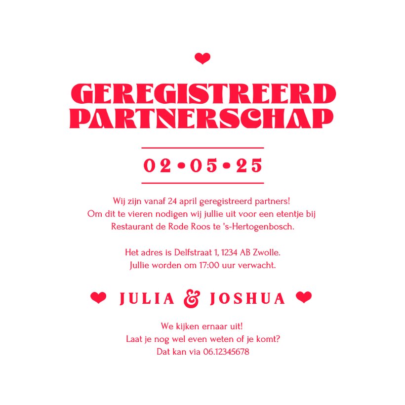 Geregistreerd partnerschap hip modern | Kaartje2go