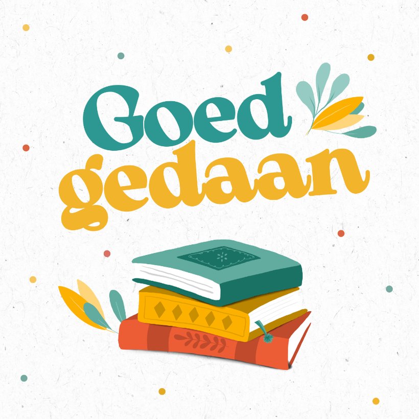 Geslaagd kaart'You did it!' met stapel boeken | Kaartje2go