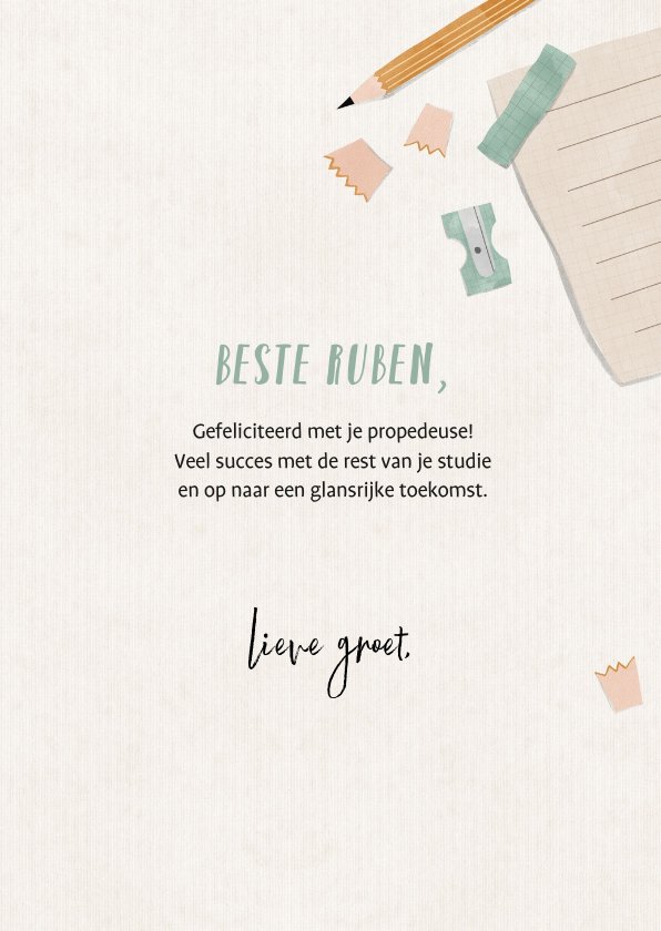 Geslaagd voor propedeuse schriftje, potlood en | Kaartje2go