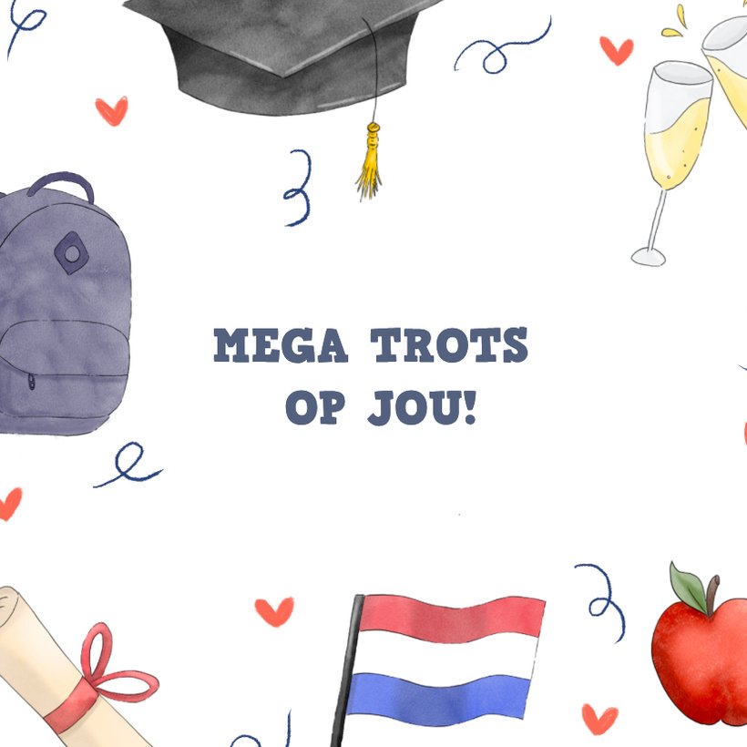 Geslaagdkaart met vrolijke illustraties | Kaartje2go