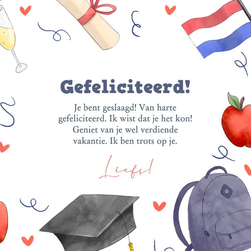 Geslaagdkaart met vrolijke illustraties | Kaartje2go