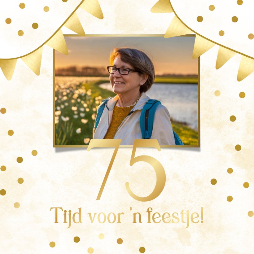 Gouden uitnodiging verjaardagsfeest met | Kaartje2go