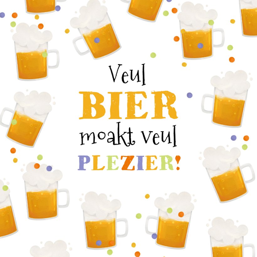 Grappige carnavalskaart bier confetti humor | Kaartje2go