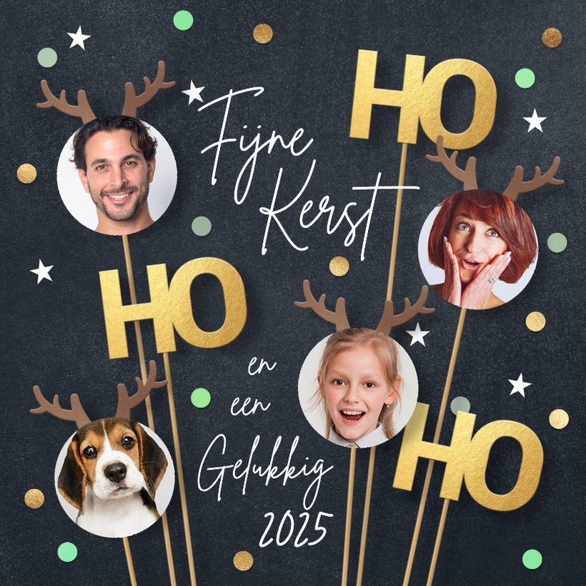 Grappige foto kerstkaart met vrolijke hertjes | Kaartje2go