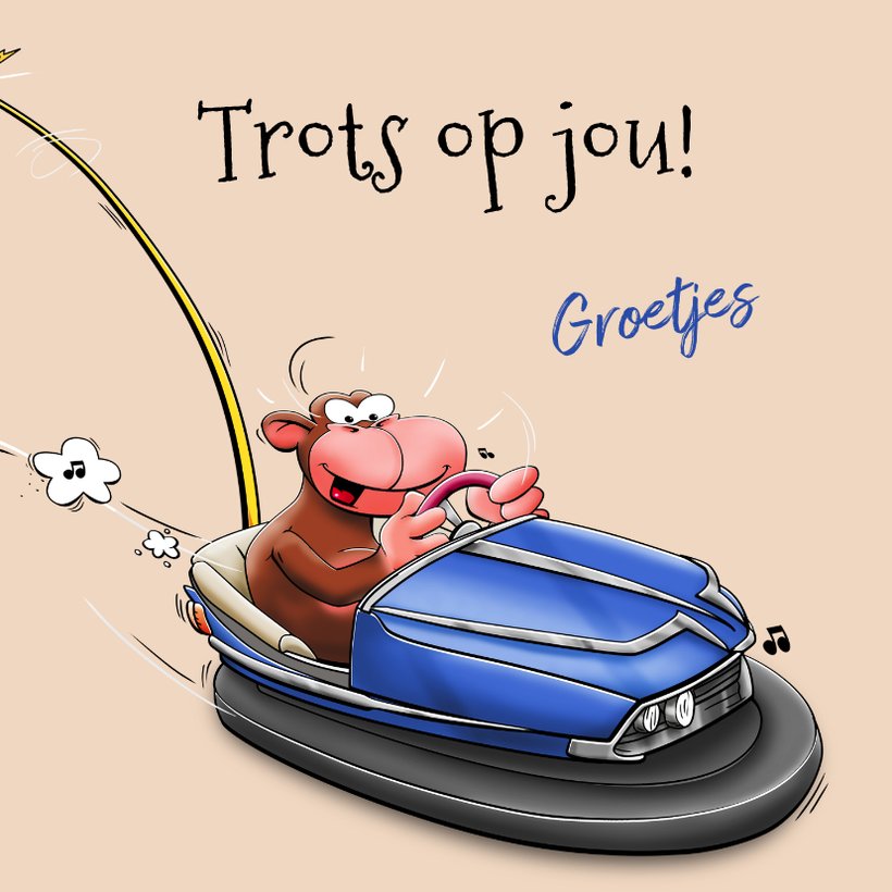 Grappige geslaagd kaart voor man met leuk aapje | Kaartje2go