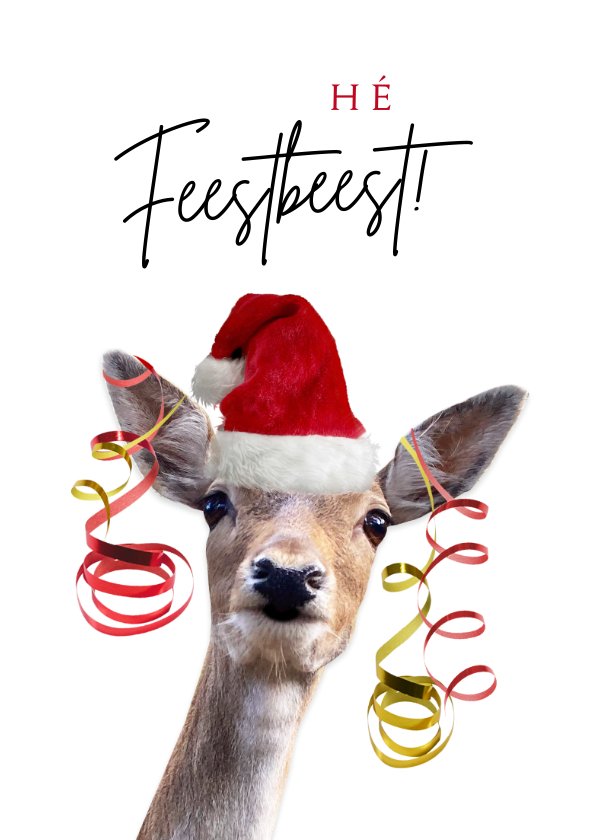 Grappige kerst verjaardagskaart met hert met | Kaartje2go