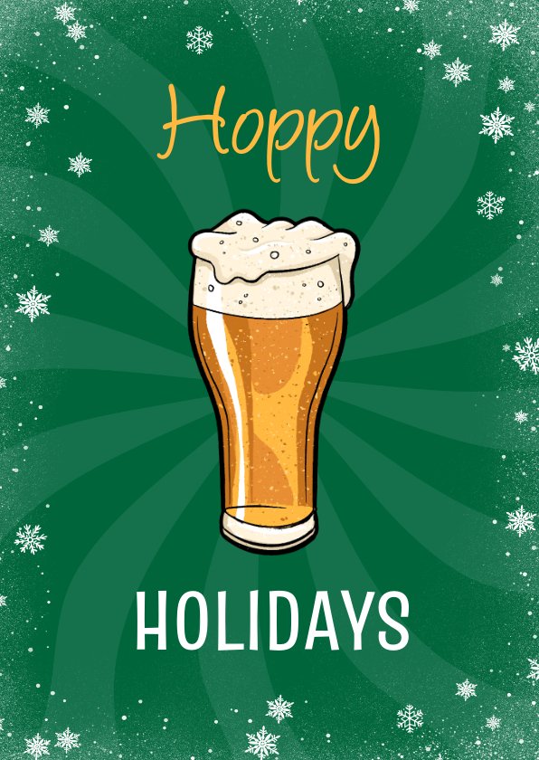 Grappige kerstkaart hoppy holidays bier | Kaartje2go