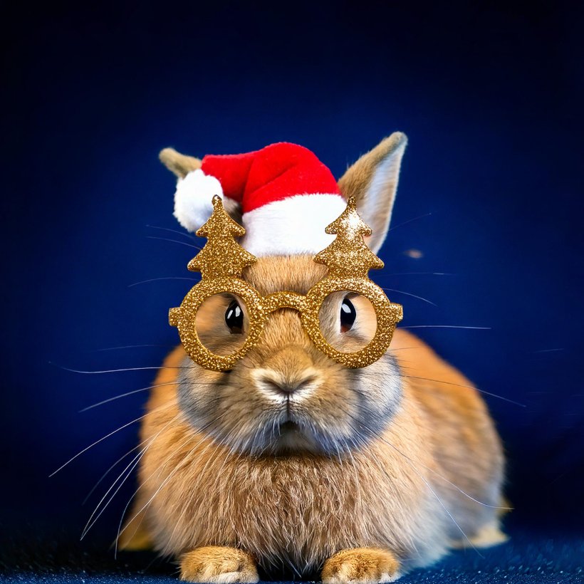 Grappige kerstkaartjes konijn met kerstmuts en | Kaartje2go